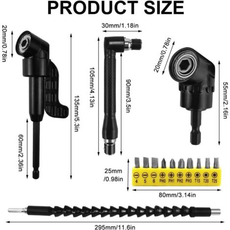 Kit de 14 destornilladores angulares, destornillador flexible de 105 ...
