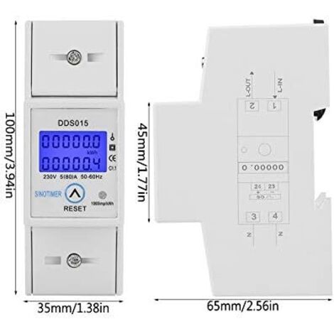 Contatore di energia elettrica su guida DIN da 35 mm, contatore orario ...