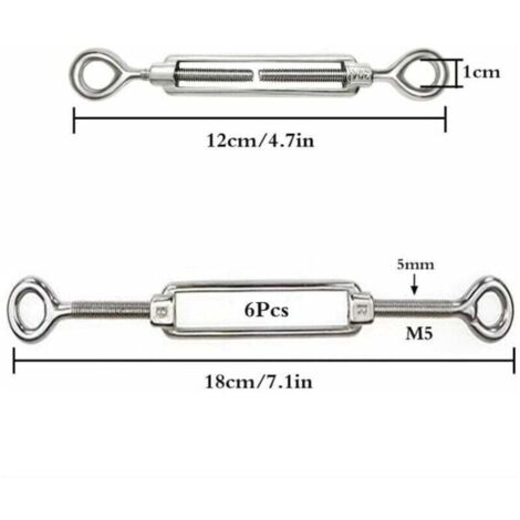 Tensor de cable de acero inoxidable 304, ajustable, M5, 6 unidades, con ...