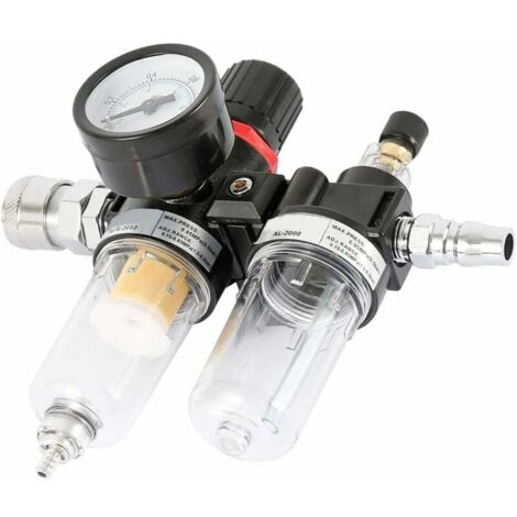 YMYNY 1/4" Regulador de filtro de aire comprimido Trampa de humedad de presión Lubricador de ...