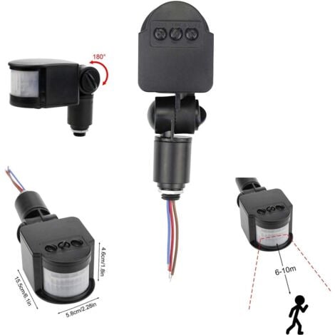 Interruptor de sensor de movimiento infrarrojo PIR automático de 12 V CC YMYNY para reflector LED