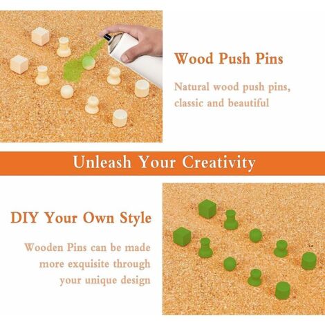 Chinchetas de madera decorativas de 180 piezas, chinchetas de madera ...