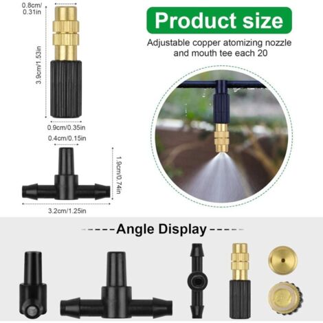 Boquilla de riego YMYNY, boquilla atomizadora de cobre ajustable, conexión de manguera de 47 ...