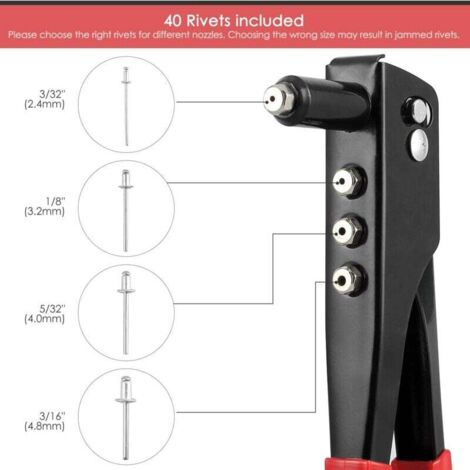 Kit de remachadora Ulisem, remachadora profesional con 4 adaptadores de boquilla, juego de ...