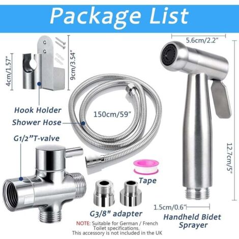 Kit completo de ducha para inodoro Ulisem - Kit de ducha para inodoro ...