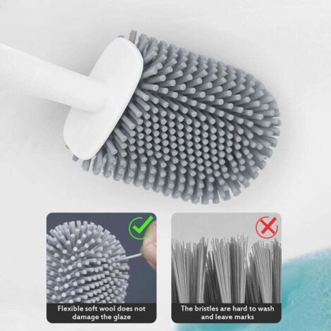 UlisemBrosse WC Silicone - Brosse Toilette et Supports, Anti-goutte, Antibactérienne, Balayette ...