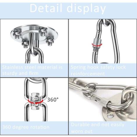 Gancho de techo resistente Ulisem, capacidad de carga de 400 kg, rotación de 360°, kit para ...