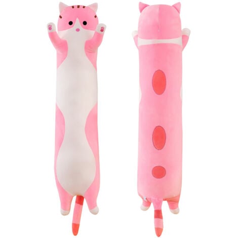 Chat en Peluche Long Corps Oreiller câlin Dessin animé Peluches Chat ...