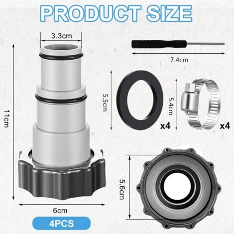 Pack A Pool Adapter for Intex Pools, 32-38mm A Pool Hose Adapter, Pump Connection Kit, Hose ...