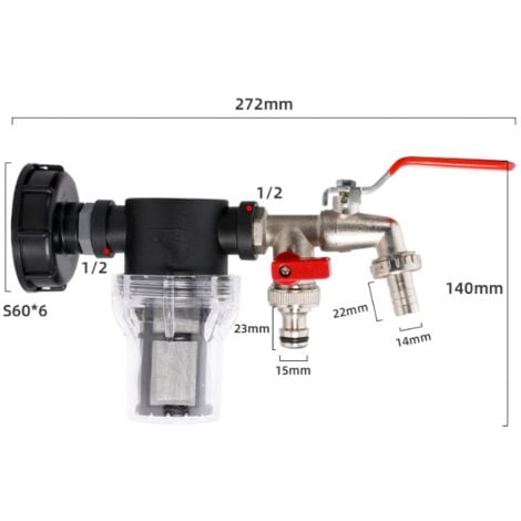 IBC tank tap adapter (2 independent outlet valves) with filter/IBC S60 x6