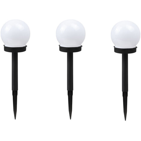 Set of 3 Outdoor Waterproof Solar Round Bulb Shaped Ground Lawn ...