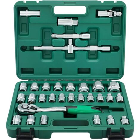 Socket Wrench Set 1/2 Inch Metric 8-32mm 72 Teeth Ratchet Hex Socket ...