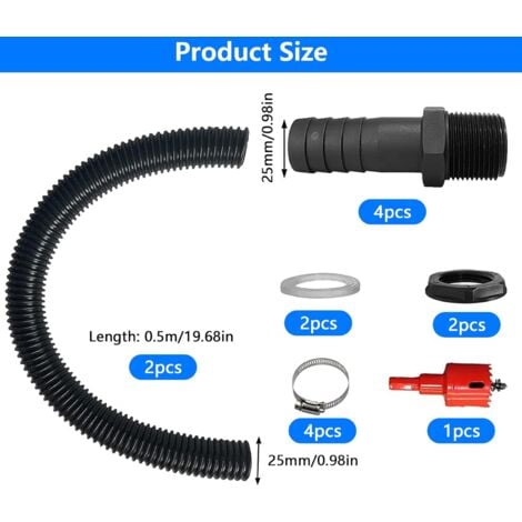 Water tank connection kit, 40mm water tank connection kit with 500mm ...