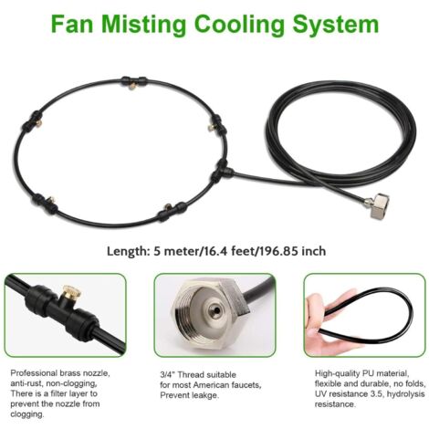 Misting System 16.4 Feet Long Misting Kit Water Cooling System with ...