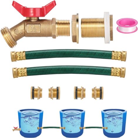 Faucet and Rain Barrel Connector Kit, Brass Quarter Turn Ball Valve ...