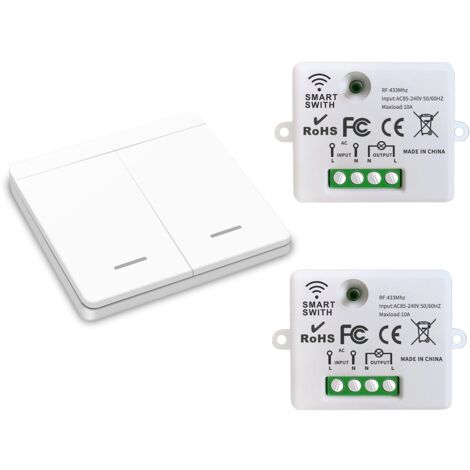 Wireless Light Switch, RF Transmitter Safety Switch and 10A Receiver ...
