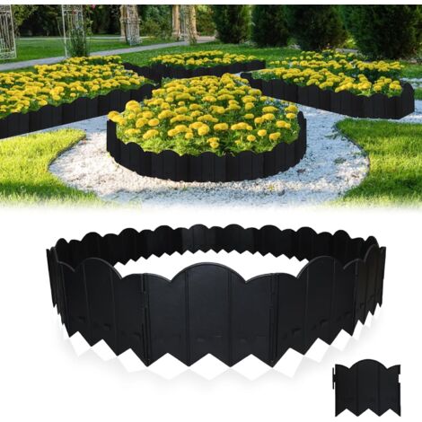Lawn edging plastic, 30 pieces flexible bed edging, stable plastic bed ...