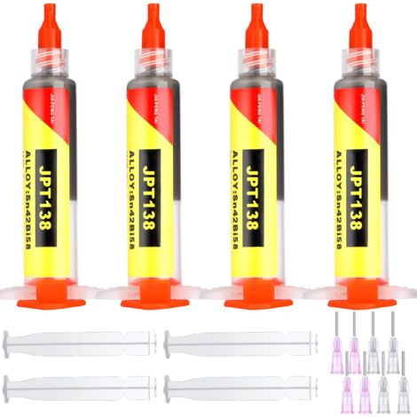 4 Pack Sn42 Bi58 Electronic Solder Paste Syringe, Melting Point 138 ...
