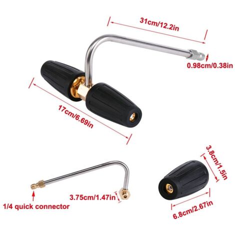 Gutter Cleaner 3600 PSI 2 Rotating Impeller Nozzles + 1/4 Inch Quick ...