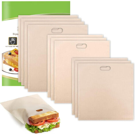 Pack of 10 Toaster Bags, Reusable Non-Stick Toast Bags Toaster Sandwich ...