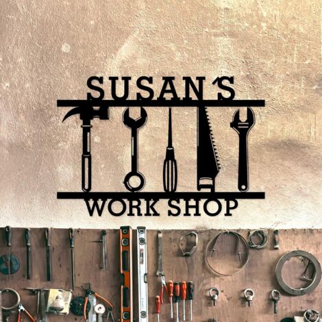 Personalized Metal Sign for Workshop, Metal Sign for Workshop, Father's ...