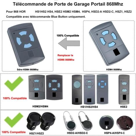 Hormann 868 MHz Garage Door Remote Control, Hormann HSM2, HSM4, HS1 ...