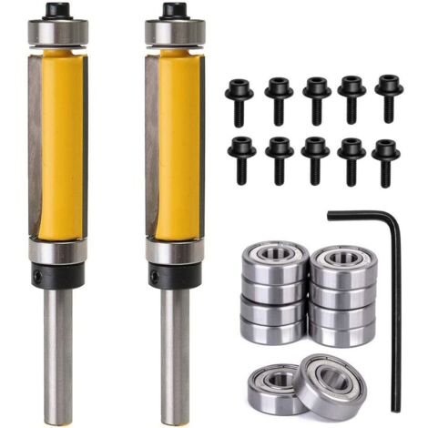 Piece 1/4" Shank Flush Trim Router Bit Set with Top and Bottom Bearings ...