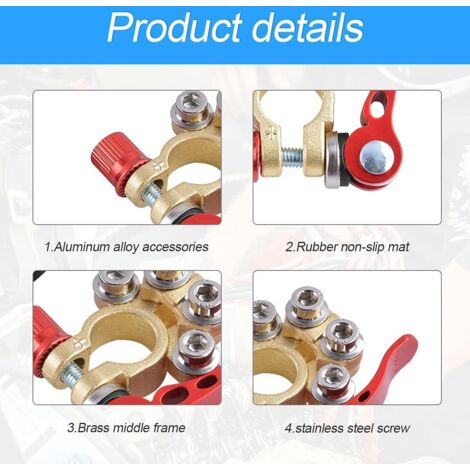Car Battery Terminal Connector, 2 Pcs 4 Way Quick Disconnect Car ...