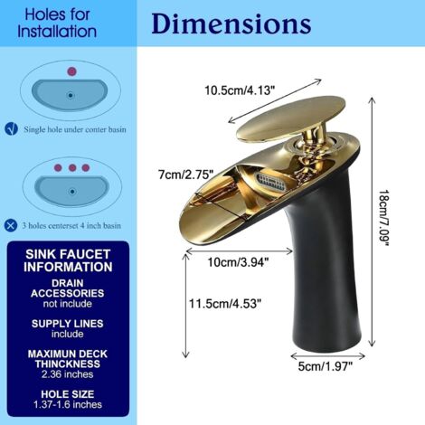 Bathroom Faucet Set, Single Handle Brass Sink Mixer Tap with Gold ...