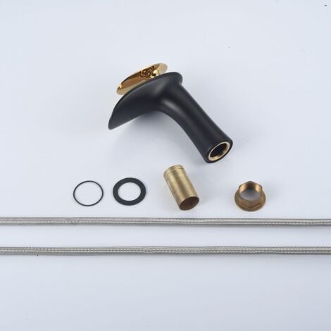 Bathroom Faucet Set, Single Handle Brass Sink Mixer Tap with Gold ...