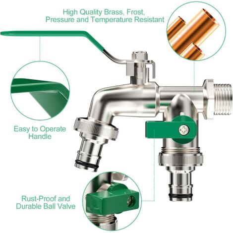 1/2" garden tap, with two 3/4" ball valve outlets, ball valve ...