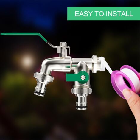 1/2" garden tap, with two 3/4" ball valve outlets, ball valve ...