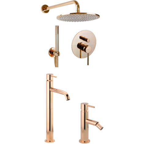 Badezimmerset in Roségoldfarbe mit Duschset Gattoni Easy KITEASYRS5