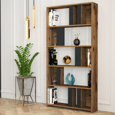 Bibliothèque en bois "Lima" 90 x 20 x 180 cm - Noyer