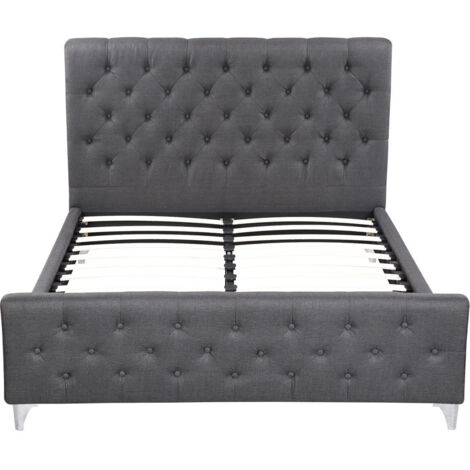 Lit double "Léa" - 140 x 190 cm - Gris