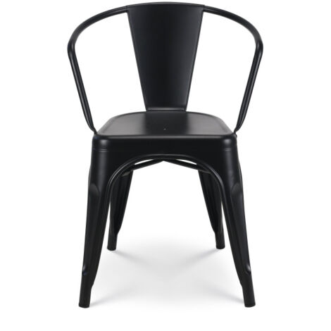 Set de 4 sillas de estilo industrial de metal negro mate - con reposabrazos