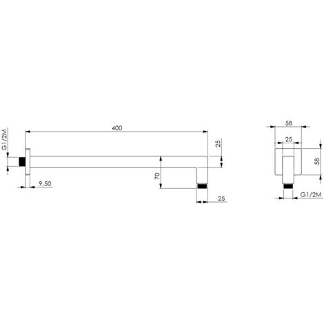 Brazo de ducha 400 mm Damast Cassiopea 12629 Cromo