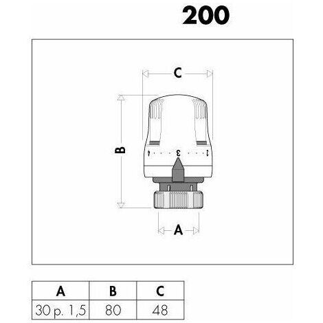 Mando termostático, sensor incorporado CALEFFI 200000 Blanco