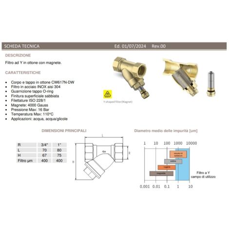 Filtro en Y de latón para la recogida de impurezas con filtro de acero ...