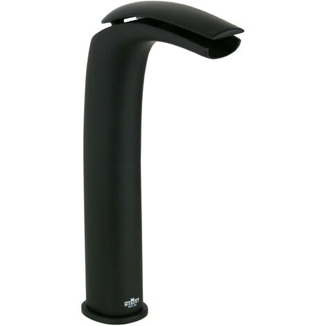 Mezclador de lavabo de cascada alto con desagüe clic-clac en acabado negro mate Webert Vento ...