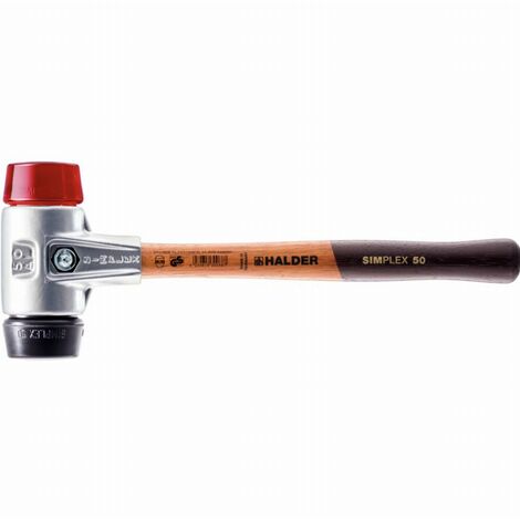 HALDER SIMPLEX Mazza in gomma/plastica riempita con alloggiamento in alluminio e manico in legno ...