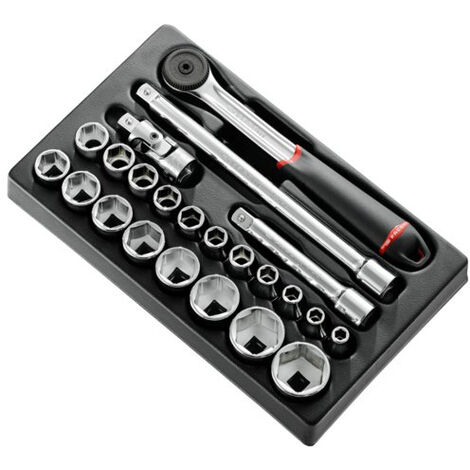 Modulo 23 pezzi bussole a cricchetto 1/2 esagono metrico FACOM - MOD ...