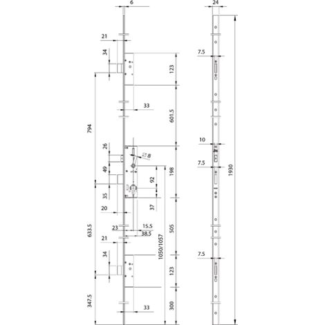 Sistema di chiusura multipunto ISEO Performa - Piastra U 1930x24x6 mm ...