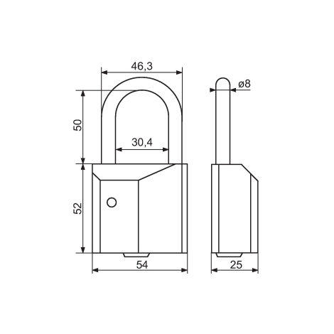 Lucchetto ISEO in acciaio inox per mezzo cilindro UE - 54 mm - 36353