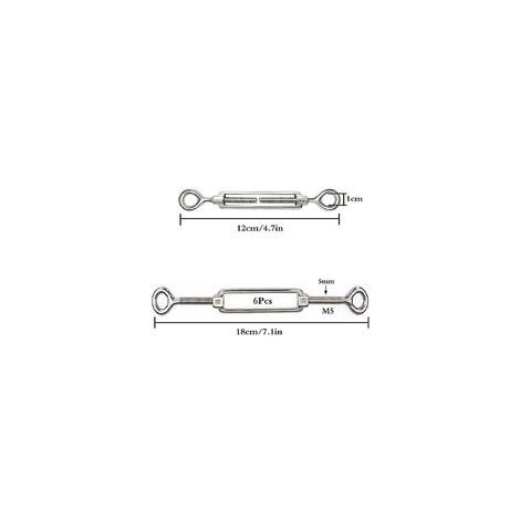 6 Stück M5 Kabelspanner, verstellbar, 304 Edelstahl, Kabelspanner, Öse ...