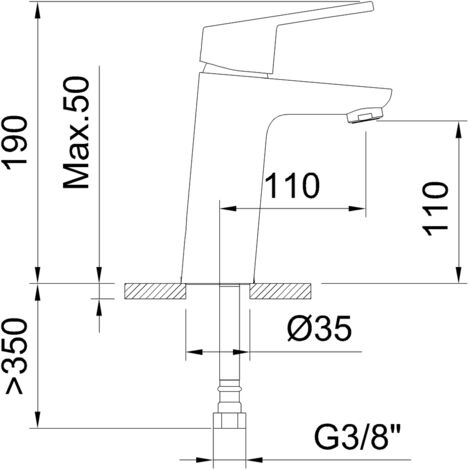 Mezclador monomando de lavabo Clever 110 mm NF Master EcoNature Cold ...
