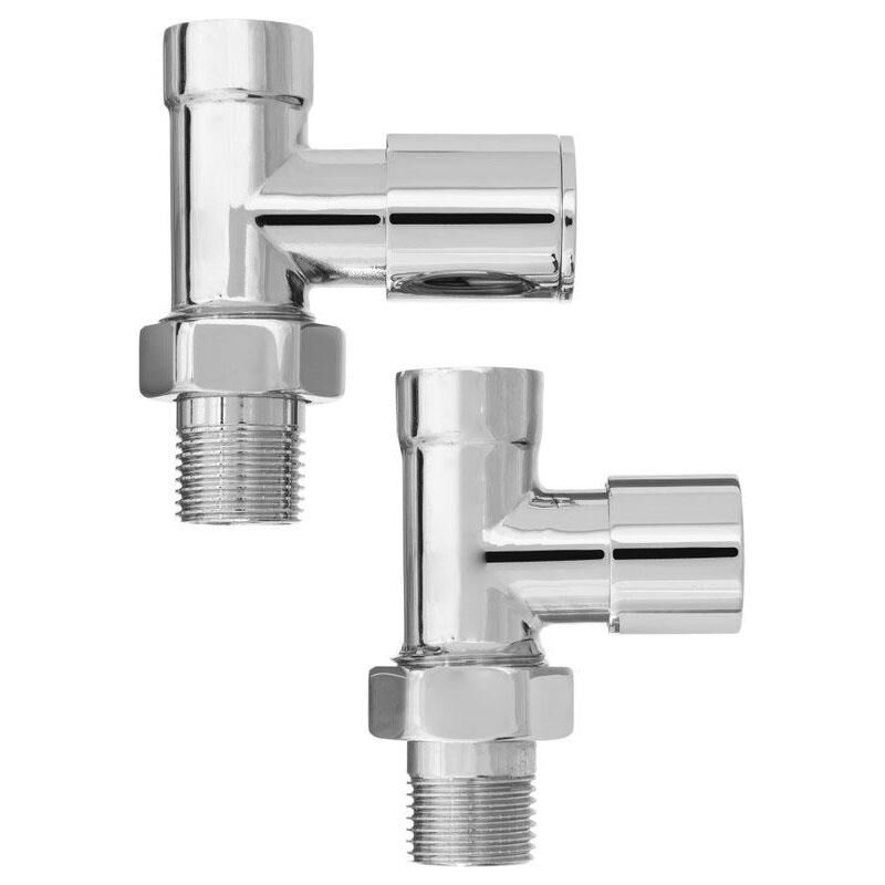 Inline Straight Chrome Radiator Valves Set Pack 1/2 BSP 15mm Inlet ...