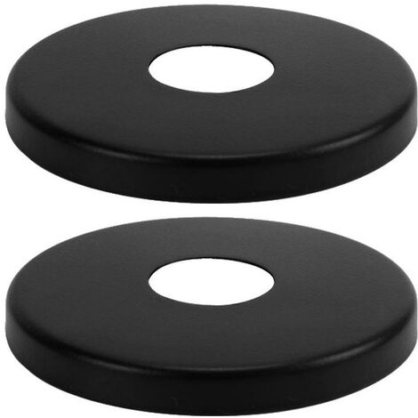 2 x 21mm G1/2 Black Tap Shower Pipe Cover High Collar Steel