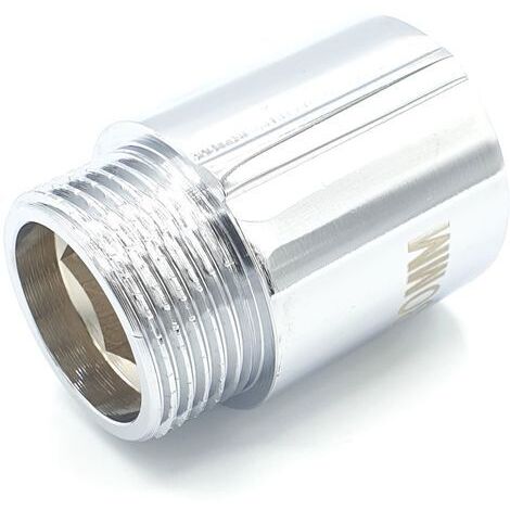 30mm long 3/4" BSP (22mm) Pipe Thread Extension Female x Male Chrome Brass