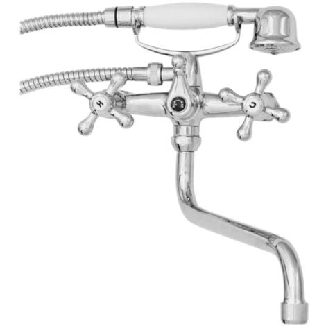 Bath Tap Filler Shower Crosshead Long Spout Wall Mounted